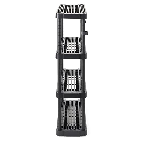 Gracious Living 14 x 32 x 54.5 Inch 4 Tier Adjustable Ventilated Medium Duty Shelving Units for Home, Garage, Basement, and Laundry, Black