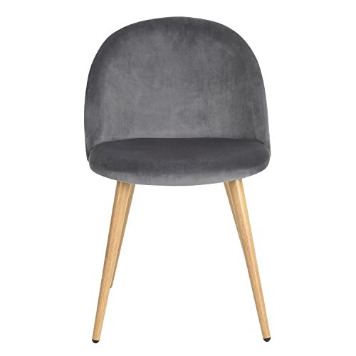 GreenForest Dining Chairs Set of 2, Modern Velvet Kitchen Room Chair Upholstered Accent Leisure Side Chairs with Metal Legs, Gray
