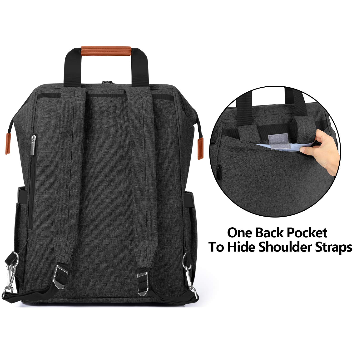 LUXJA Breast Pump Bag with Compartments for Cooler Bag and Laptop, Breast Pump Backpack with 2 Options for Wearing (Fits Most Major Breast Pump, Suitable for Working Mothers), Black