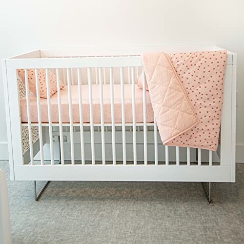 Ely's & Co. Baby Crib Bedding Sets for Girls β Perfect for Toddler Beds β 4 Piece Set Includes Crib Sheet, Quilted Blanket, Crib Skirt, and Baby Pillowcase β Pink Floral Design