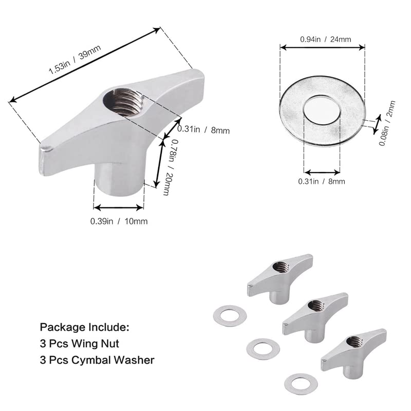 21 PCS Cymbal Replacement Accessories, Cymbal Stand Felts, Drum Cymbal Felt Pads Include Wing Nuts, Felt Cymbal Sleeves with Base Wing Nuts, Washer, Sleeves and Base Wing Nuts Replacement (Gray)