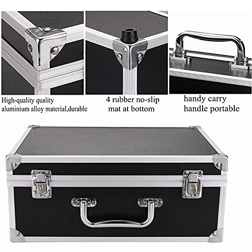 Tattoo Kit Box Case,Tattoo Case Organizer 12.6" x 9.5" x 5.1" W/Lock Tattoo Machine Carrying Case,Aluminum Alloy with Sponge for Tattoo Machine Case (black)