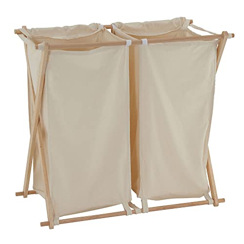 Household Essentials 6786-1 Collapsible Double X-Frame Laundry Hamper Sorter with Fold Over Lid , White