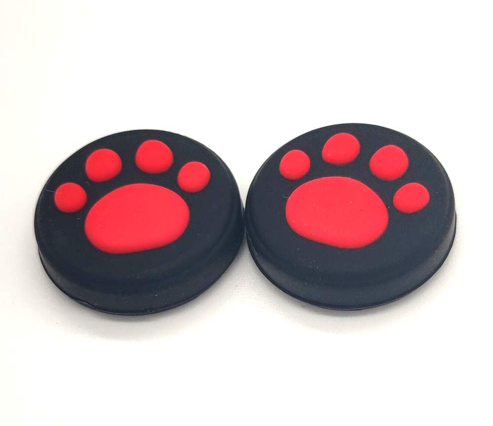 2 x Silicone Analog Controller Thumb Stick Joystick Grips Cap for Nintendo Switch NS/Switch Lite Controller Joy-Con ThumbStick Cute Cat Paw Claw (Red)