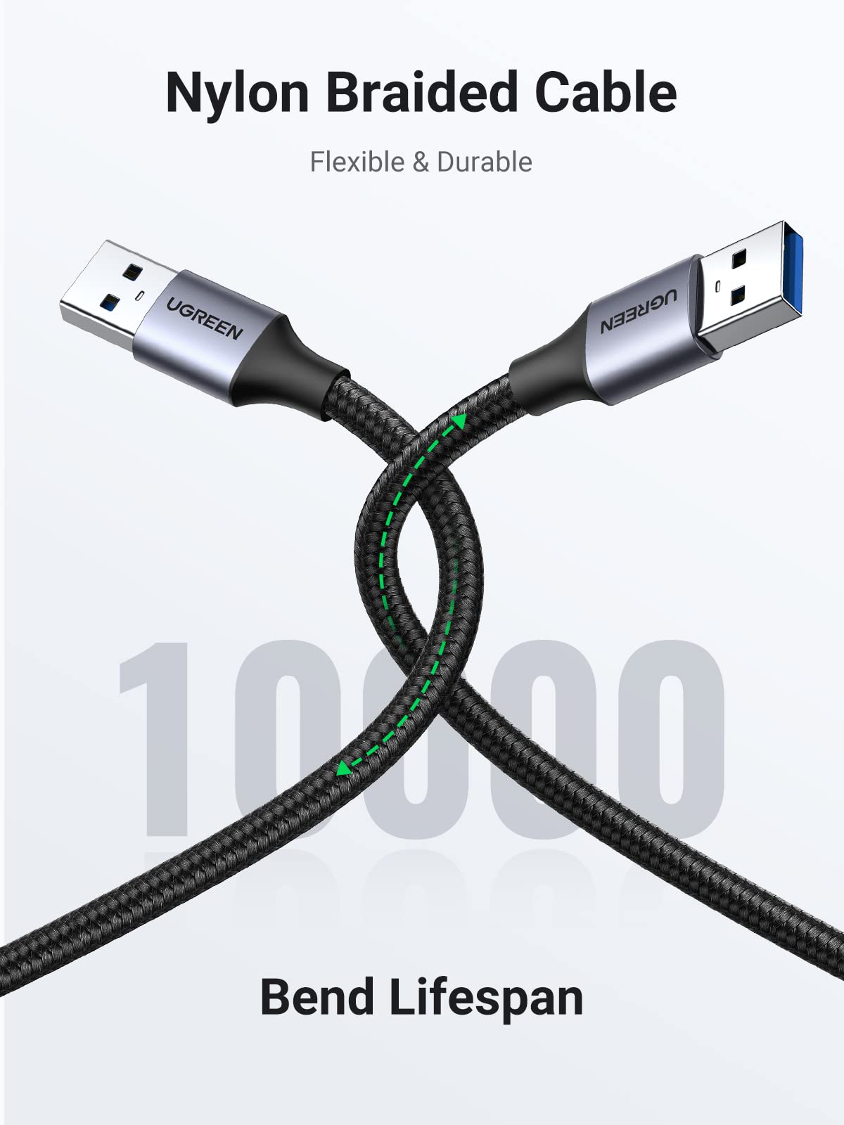 UGREEN USB A to USB A, Male to Male, 2 Pack USB to USB 3.0 Cable Compatible with External Hard Drive, Laptop Cooler, DVD Player, TV, USB 3.0 Hub, Monitor, Camera, Set Up Box, and More(3 FT +3 FT)