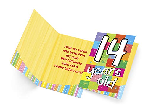 Happy 14th Birthday Card | Made in America | Eco-Friendly | Thick Card Stock with Premium Envelope 5in x 7.75in | Packaged in Protective Mailer | Prime Greetings