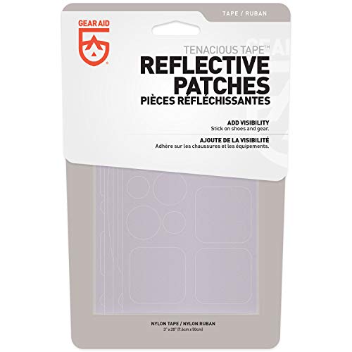 GEAR AID Tenacious Tape Reflective Patches for Safety, Jackets, Bike and Outdoor Gear, Various Sizes, Silver, 3" x 20"- Patches (10897)