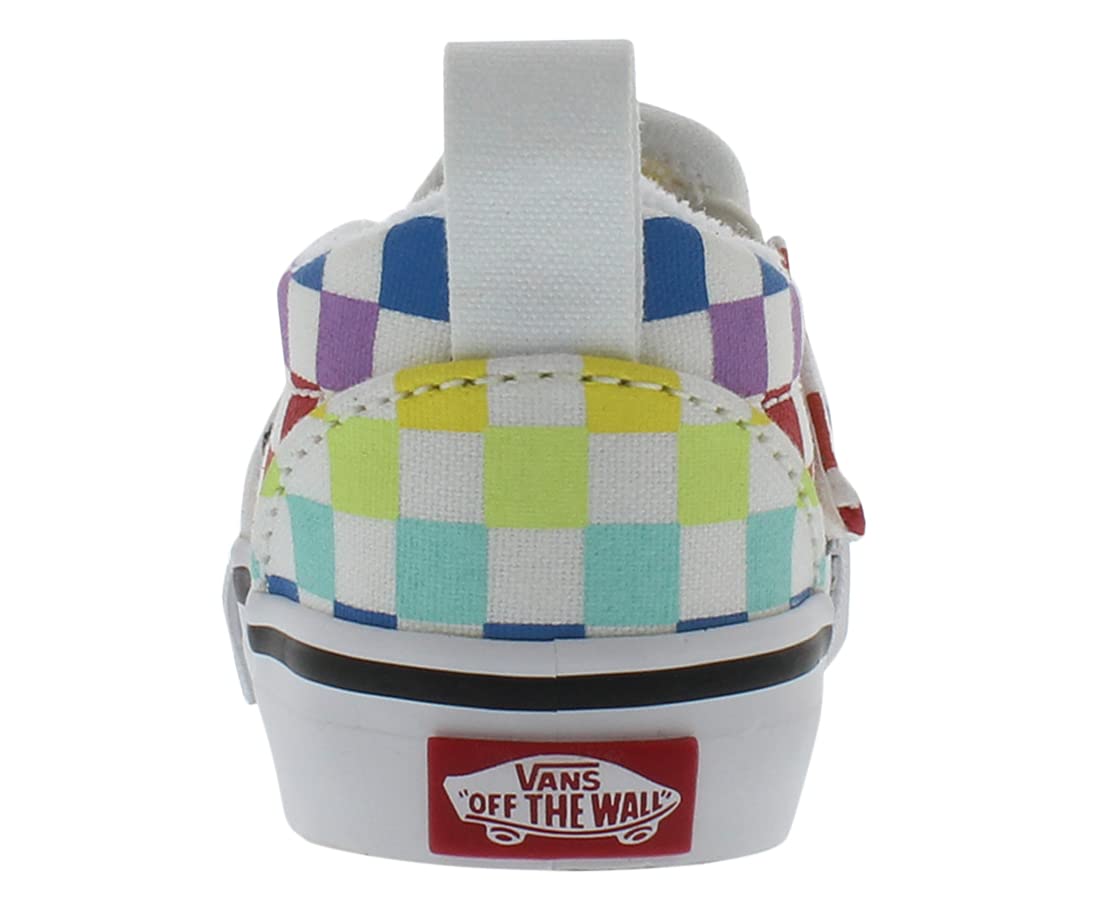 Vans Kids Baby Girls Slip-On V (Infant/Toddler) (Checkerboard) Rainbow/True White 10 Toddler
