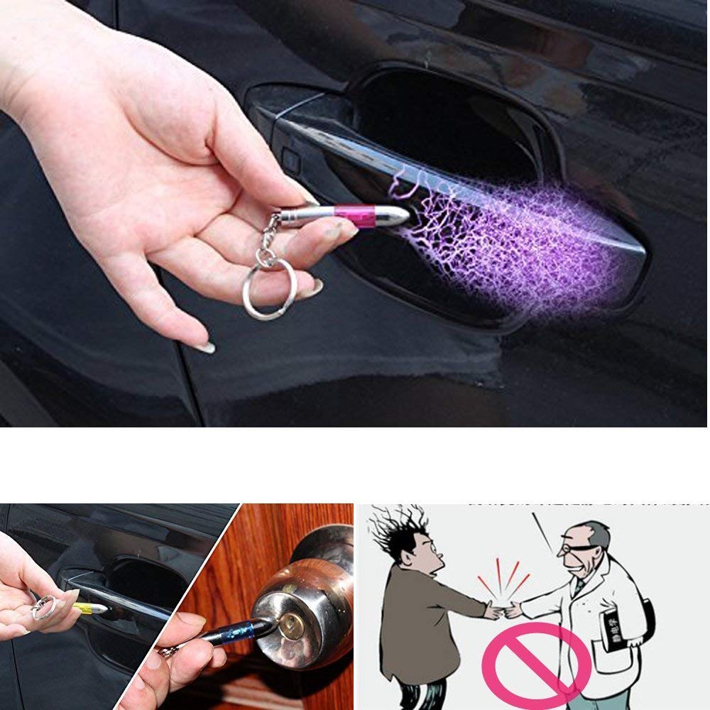 SWEETHOMEDECO 4 Packs Car Static Human Body Static Eliminator Discharger, Silver Tone High Voltage Anti-Static Keychain ESD Tool Sets, Charger 1811
