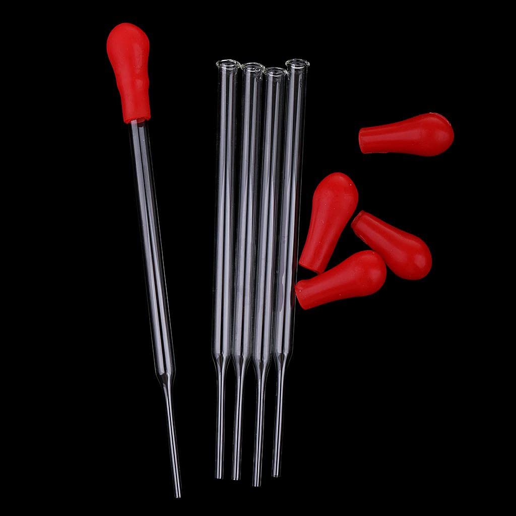 SDENSHI 5Pcs Glass Droppers Pipettes Dropping Pipettes Liquid Pipettors with Cap