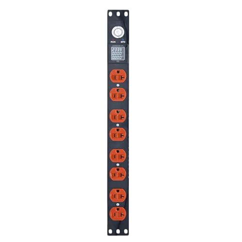 Rack Mount Power Strips 19'' 1U Switched PDU Surge Protection Metered PDU 8 Outlet with High-Precision Measuring Instruments 100-250V 20A with 6ft Heavy Duty Extension Cord (Orange)