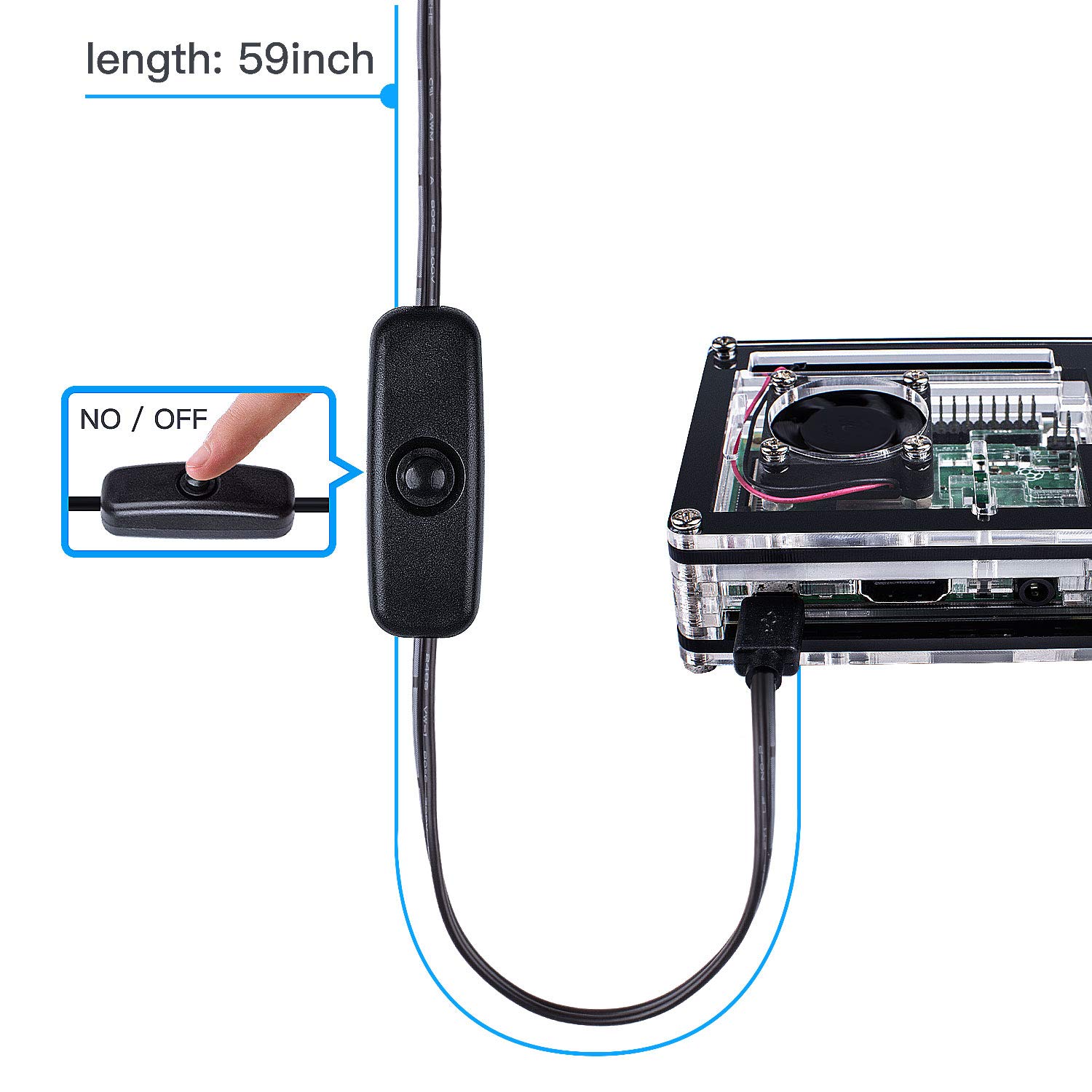 Miuzei Raspberry Pi 3 B+ Case with Fan Cooling Pi 3B Case with 3 Pcs Heat-Sinks 5V 3A Power Supply for Raspberry Pi 3 B+ (B Plus) 3B (No Raspberry Pi Board)