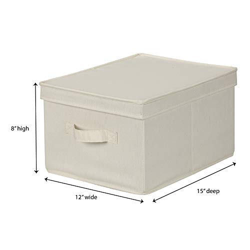 Household Essentials 113 Storage Box with Lid and Handle - Natural Beige Canvas - Large