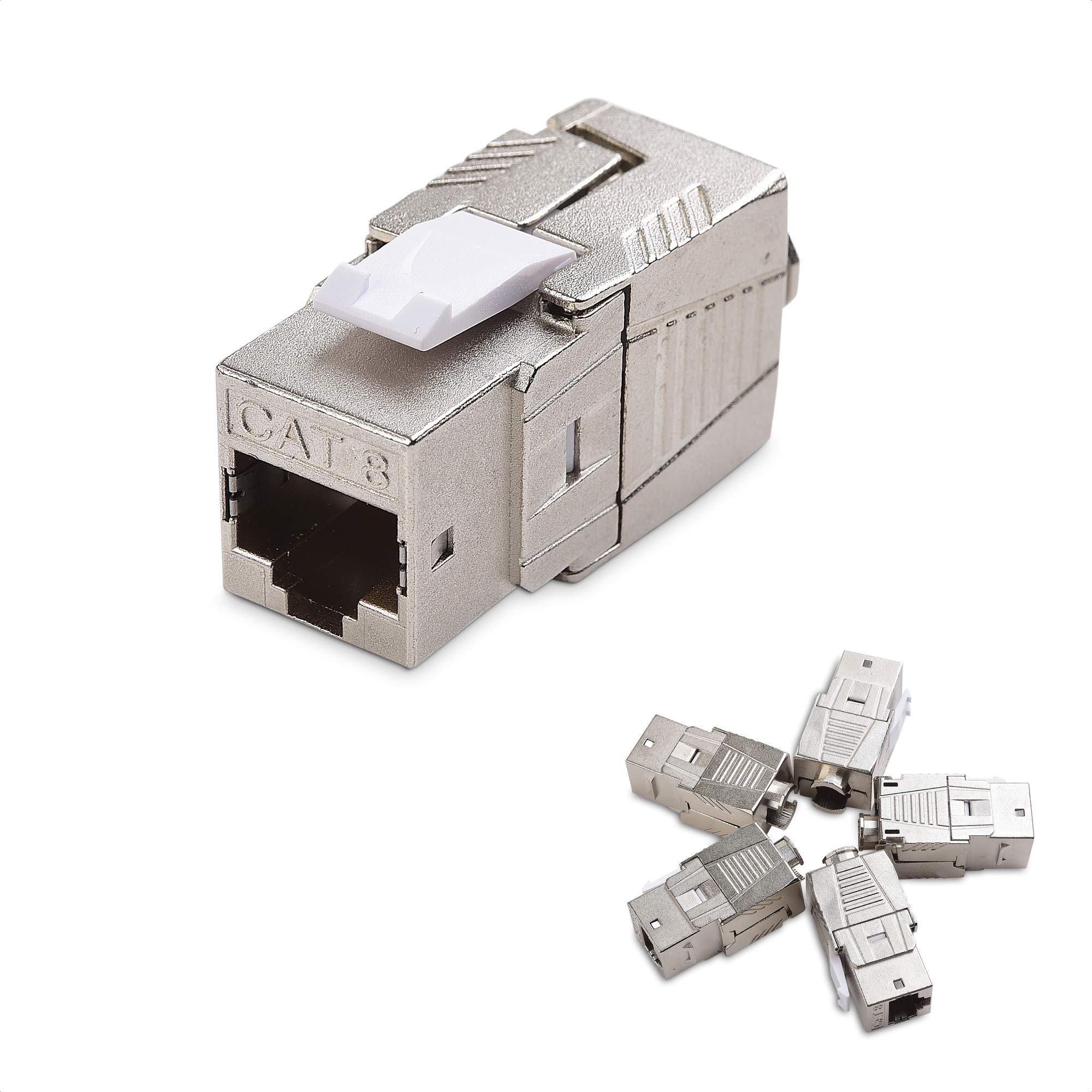 Cable Matters [UL Listed] 5-Pack 40Gbps Shielded RJ45 Cat 8, Cat8 Keystone Jack for Patch Panel, Wall Plate