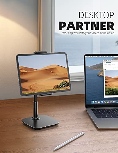 Lamicall Tablet Stand Holder, Gooseneck Tablet Mount - 2.5lb Heavy Duty Base Adjustable Desktop Stand with 360 Degree Rotating for 4.7-13" Tablet, iPad Pro 12.9 Air Mini, Fire, Kindle, Tabs, Black