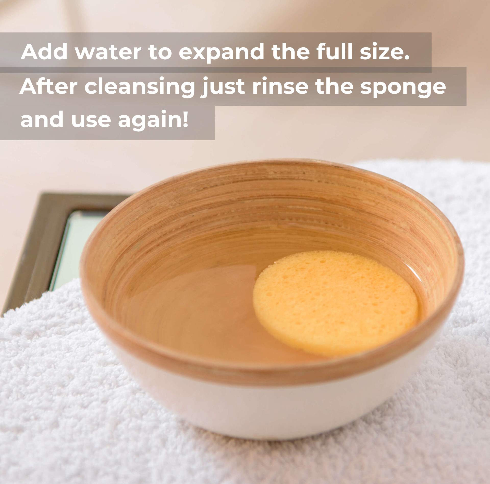 Facial Sponges - 50 Count Compressed Cellulose Face Cleansing and Exfoliating Sponges, Reusable Makeup Mask Remover, Round Face Cleaning Sponge Pads
