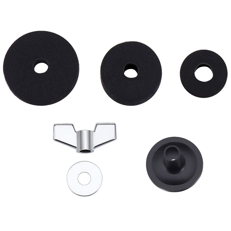 21 PCS Cymbal Replacement Accessories, Cymbal Stand Felts, Drum Cymbal Felt Pads Include Wing Nuts, Felt Cymbal Sleeves with Base Wing Nuts, Washer, Sleeves and Base Wing Nuts Replacement (Gray)