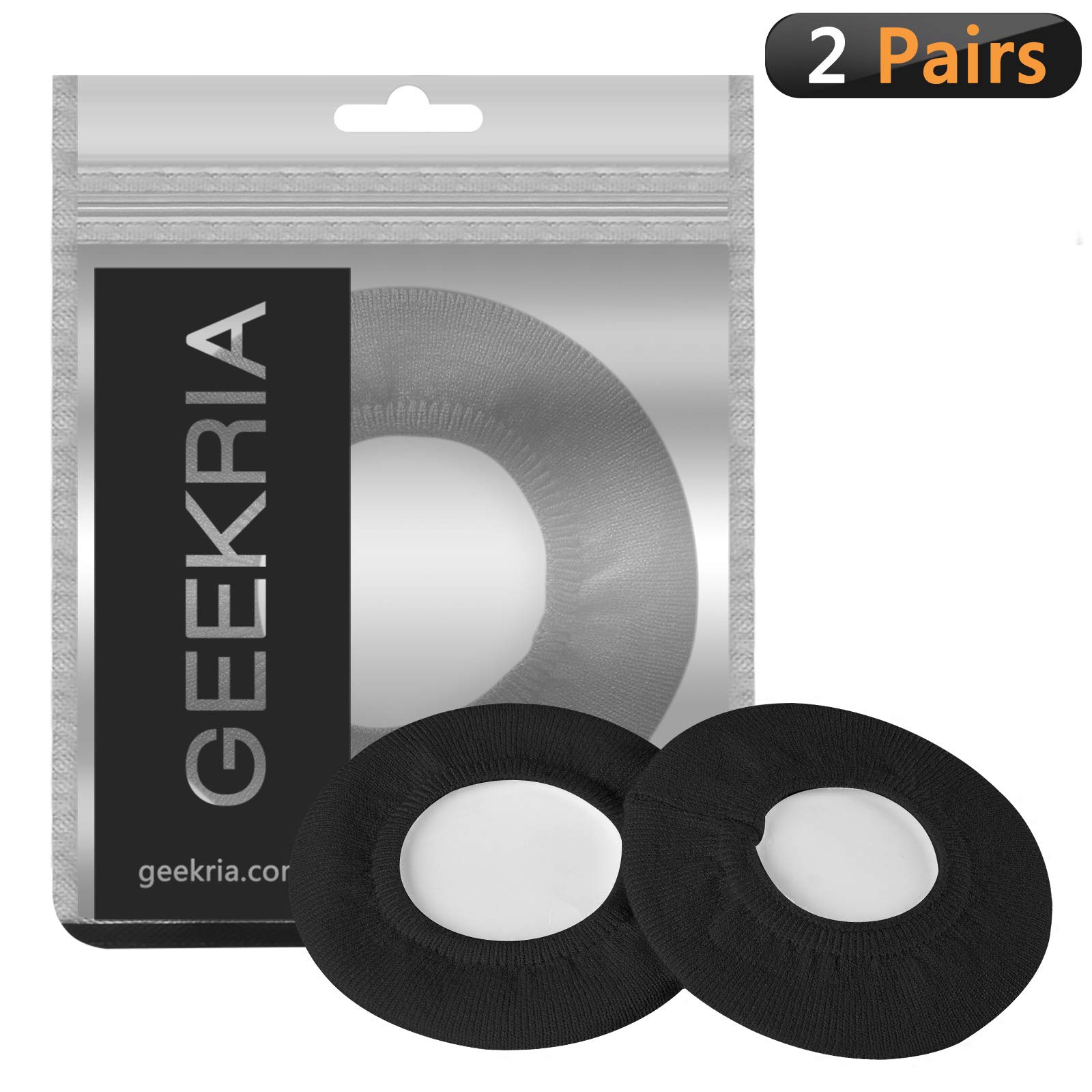 Geekria 2 Pairs Knit Headphones Ear Covers, Washable & Stretchable Sanitary Earcup Protectors for Over-Ear Headset Ear Pads, Sweat Cover for Warm & Comfort (Size M/Black)