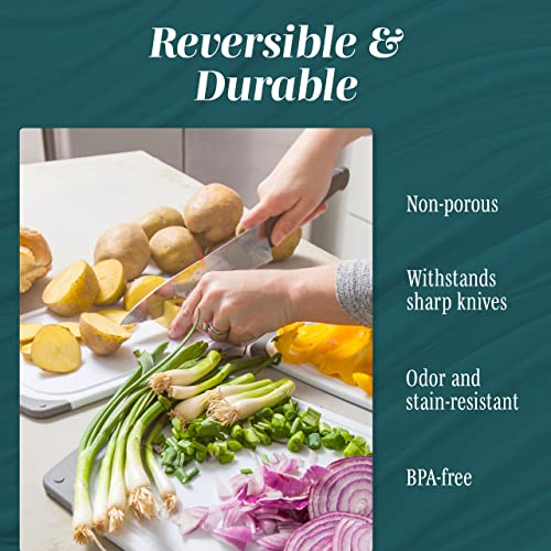 HOMWE Cutting Boards for Kitchen - Chopping Board 3-Pack w/Different Sizes and Non Slip Handles - Reversible, Large Cutting Board Set - Unique Gifts for Cooks Who Have Everything - Black