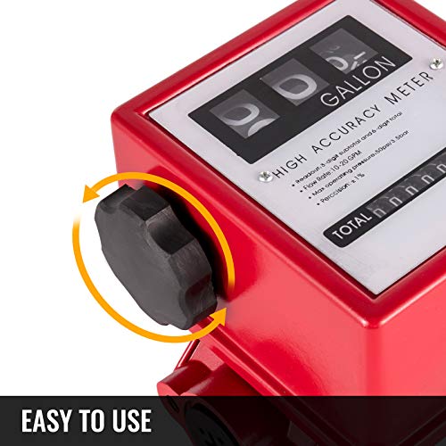 VEVOR Mechanical Fuel Meter 20 GPM, Fuel Flow Meter 3-Digital Batch Display Fuel Transfer Meter 1 Inch Diesel Fuel Flow Meter All Fuel Transfer Pumps Gasoline Flow Meter