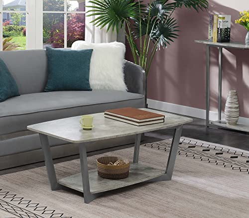 Convenience Concepts Graystone Coffee Table, Faux Birch / Slate Gray Frame