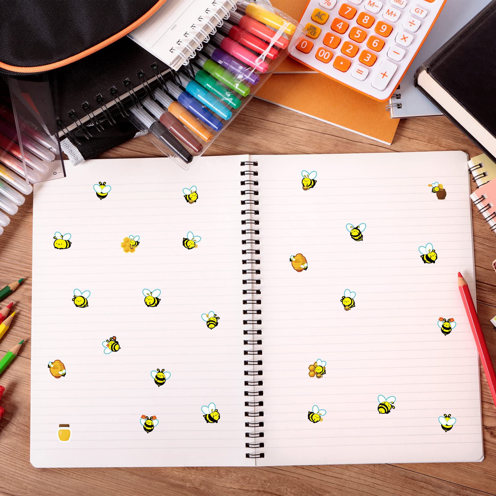 500 Pieces Bee Theme Stickers for Kids Classroom Decoration Cute Honey Bee Theme Stickers Summer Waterproof Bee Theme Stickers for Teachers for Summer Bee Theme Party Classroom Supplies, 20 Styles