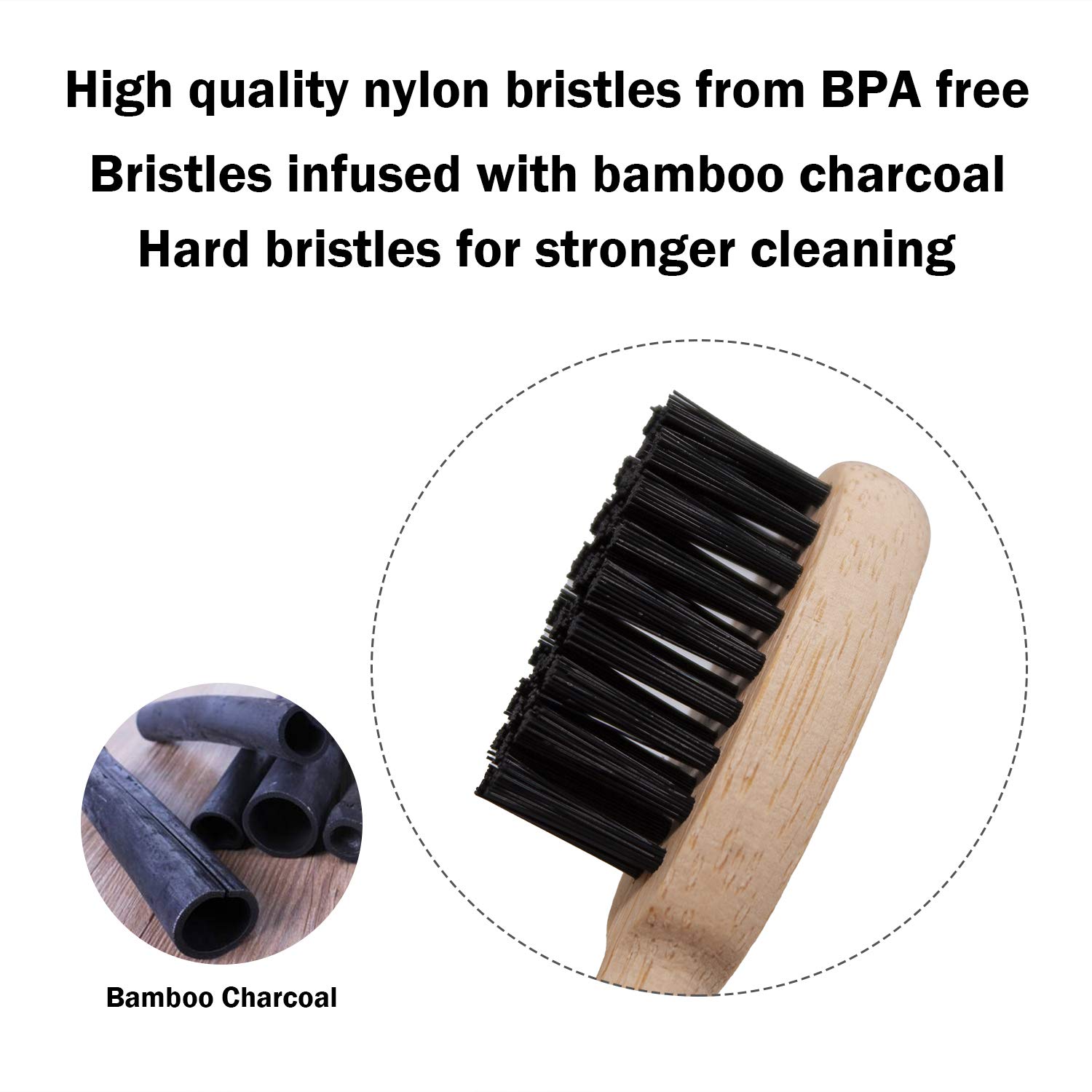 Virgin Forest Bamboo Toothbrush, Vegan Natural ECO Friendly Wood Toothbrushes, Biodegradable Organic Charcoal Tooth Brush, Pack of 6