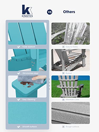 KINGYES Rocking Adirondack Chair |Modern Porch Rocker|Weather Resistant Rocking Chair|HDPE Curved Backrest Plastic Adirondack Rocker for Outdoor, Patio, Deck, Backyard - Tiffany
