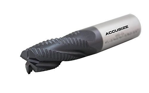 Accusize Industrial Tools Standard Tooth M42 8% Cobalt Tialn Roughing End Mill, 3/4'' by 3/4'' by 1-5/8'' Flt Length, 1102-0034