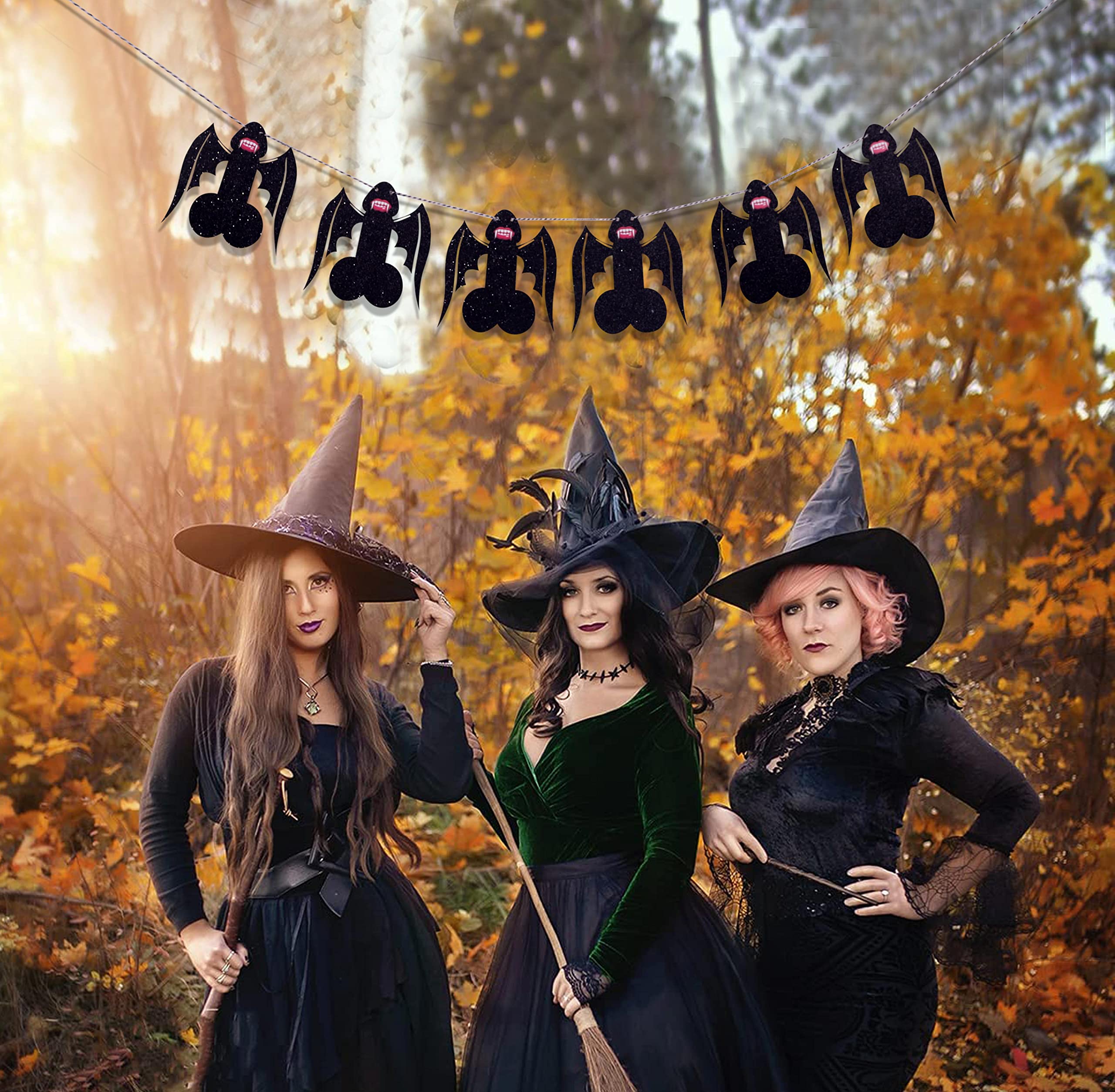 VAVAYAO Halloween Bachelorette Party Vampire Banners,Halloween Themed, Witch Banner Decorations, Enchanting Brides Halloween Bachelorette Party Vampire Banners, Vampires with Wings and Fangs.