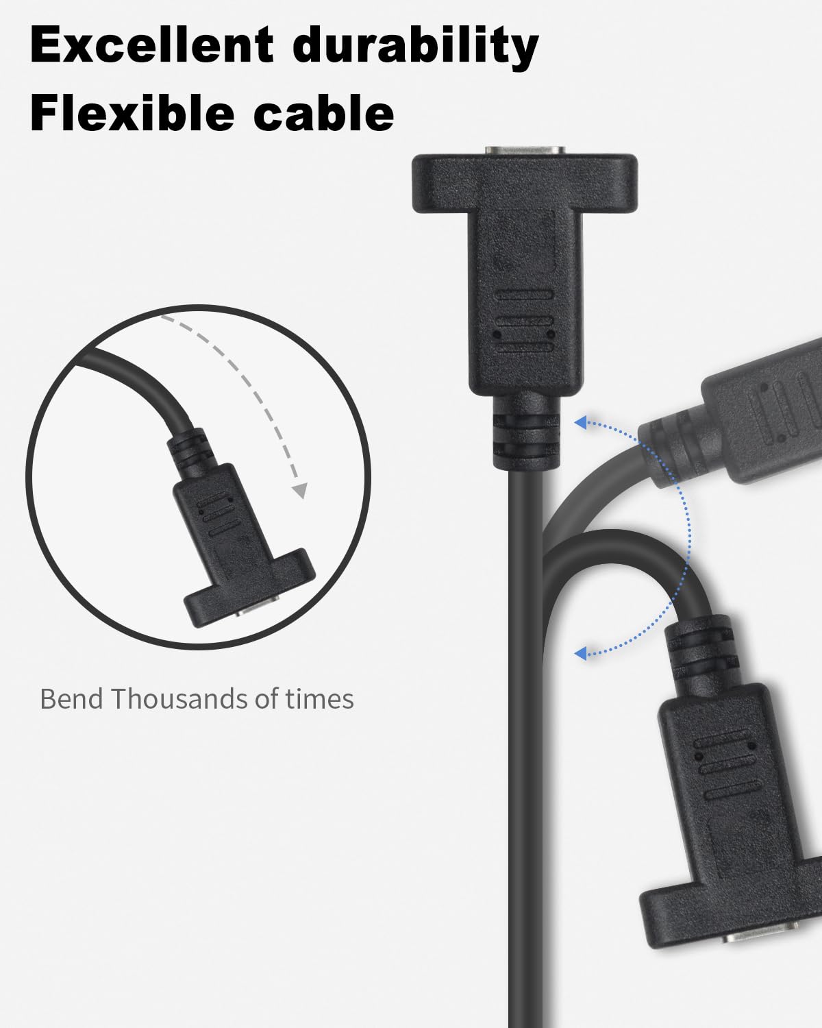 Poyiccot USB 3.1 Type C Extension Cable, USB C Extension Cable Short, USB C Panel Mount 10Gbps 60W USB C Extender Cable for Data & Sync (Straight USB C Male to Female), 1ft/30cm