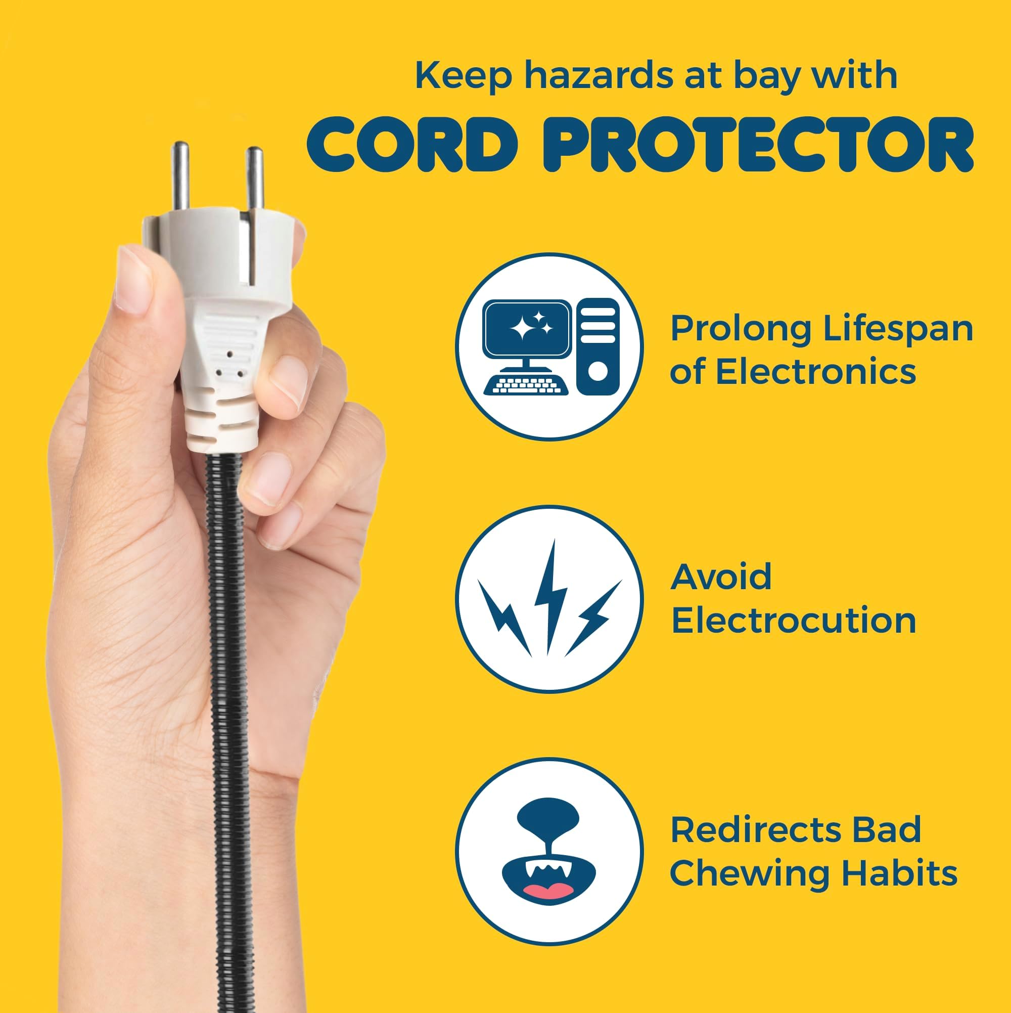 SunGrow Dog and Cat Cord Protector, 3/8 Inch Diameter, Dog, Cat, Ferret Cord Protector from Wire Chew, Cable Protector Tubing, Stop Chewing Cable Management Sleeve (20 Feet)