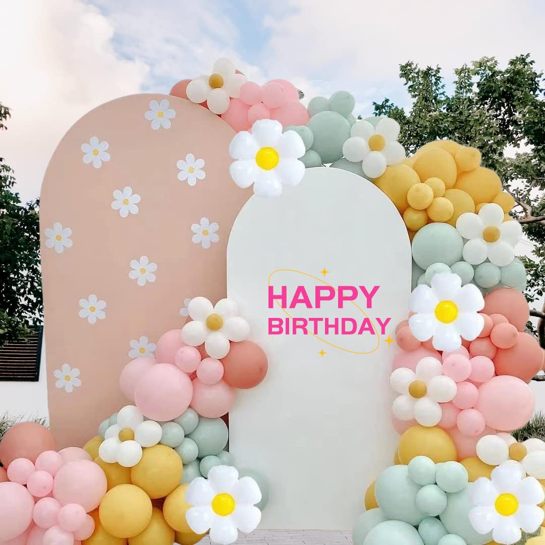 JOPY Daisy Balloon Garland Arch Kit Macaron Pastel Flower Rainbow Balloons Theme Party Decorations for Girls Baby Shower Birthday Bridal Wedding