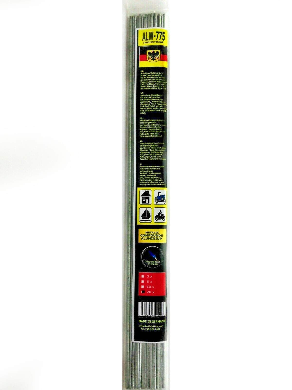 ALUMINUM FLUXLESS 5 PC.18" BRAZING RODS WELDING RODS REPAIR NON FERROUS NON MAGNETIC METAL