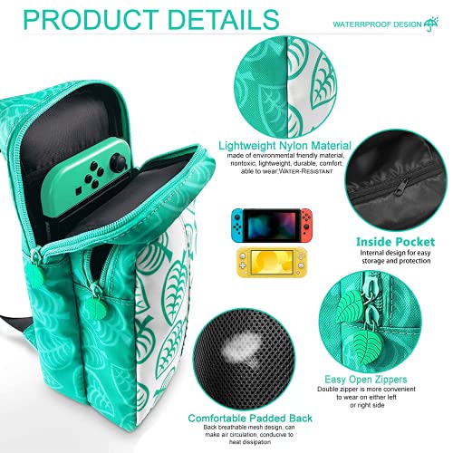 AIOMEST Cute Animal Crossing Switch Travel Bag, Crossbody Backpack Compatible for Switch OLED/Lite, Carrying Sling Bag for Switch Console, Pro Controller, Dock, Joy-cons