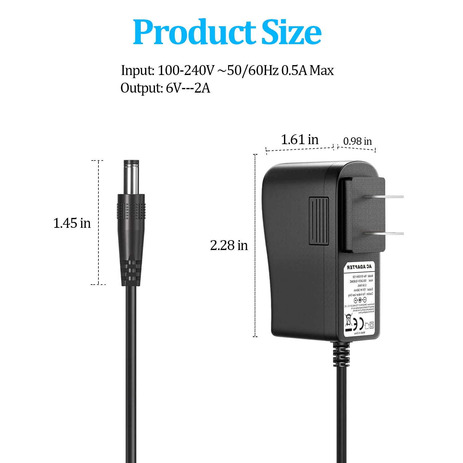 9.8ft Extra Long Power Supply Adapter for ProForm Elliptical,Power Cord for Smart Strider 480 490 500 600 LE, 390 395 475 510 E, 510 EX, 400 700 for Exercise Bike,6V 2A Replacement Charger Adapter
