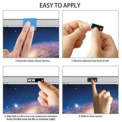 Nano shield Aluminum Alloy Laptop Camera Cover (Black & Silver), Luxury Metal Design Webcam Cover Slide for Computer Mac MacBook Pro iMac Cell Phone iPhone iPad Surface Pro Echo Show/Sport