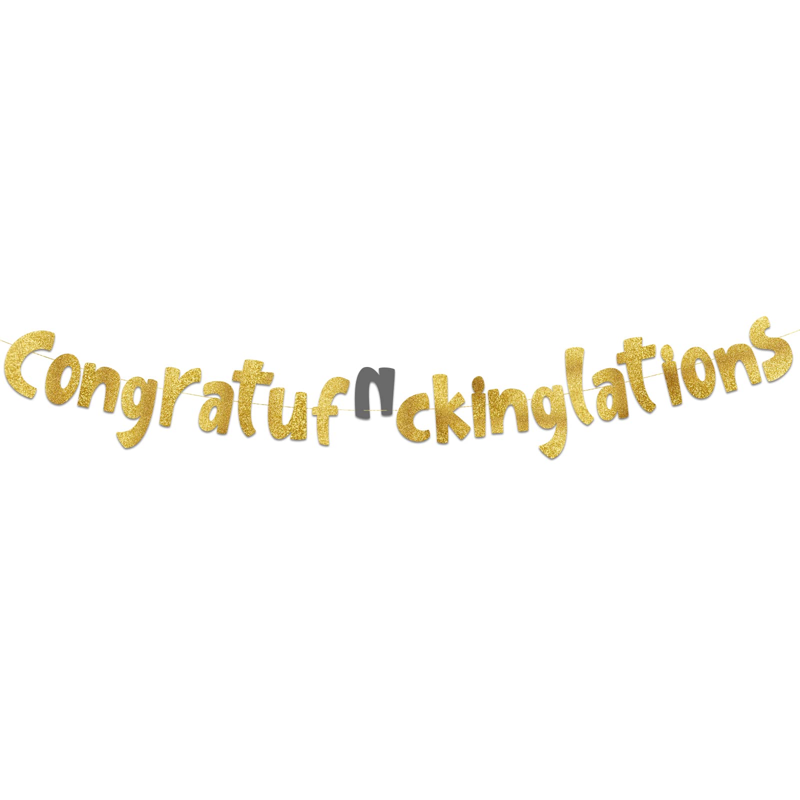Congratulations Party Gold Glitter Banner - Retirement and Graduation Party Favors and Supplies - Promotion Party Decorations