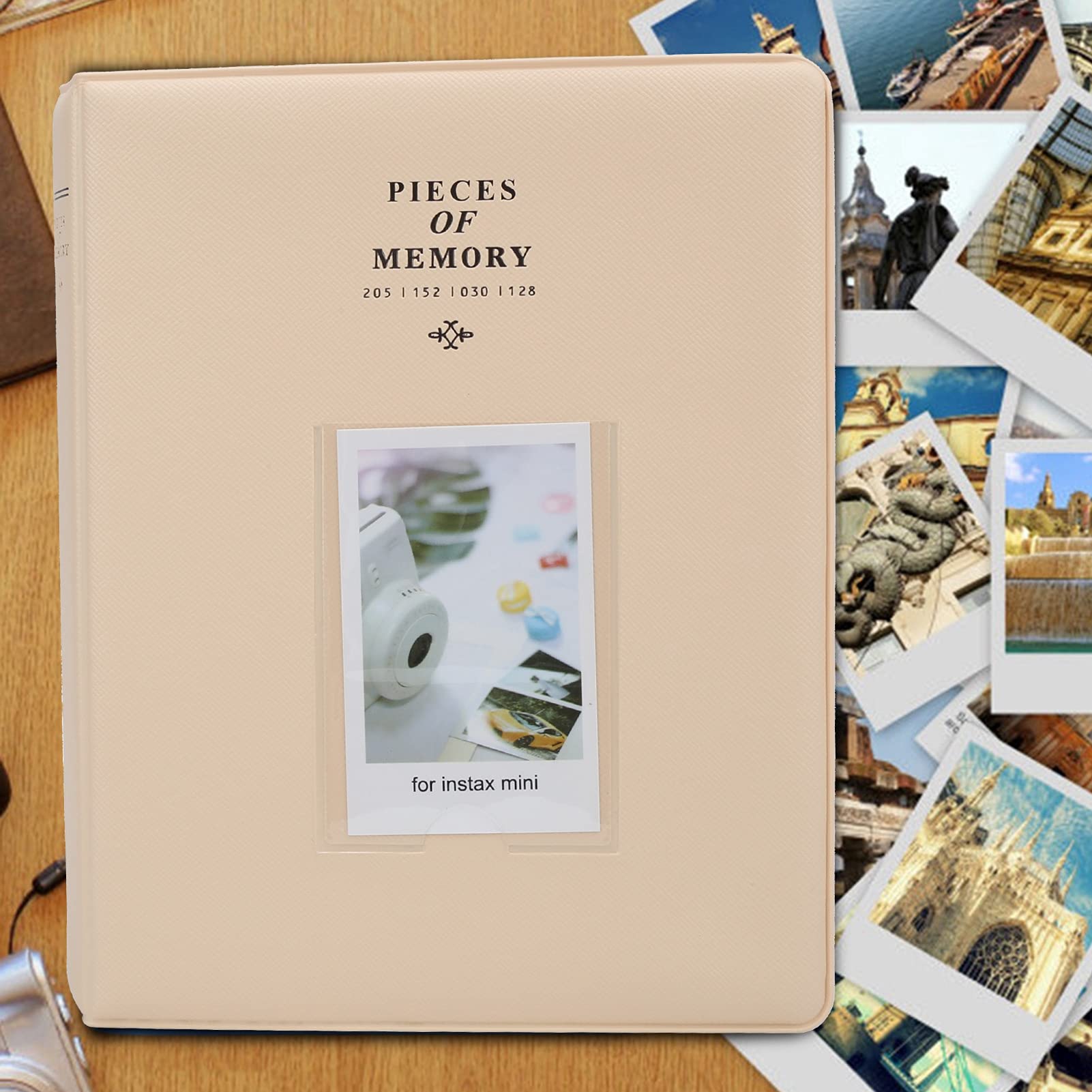 3in 128 Pockets Universal Photo Album Business Card Holder for Mini (Beige)