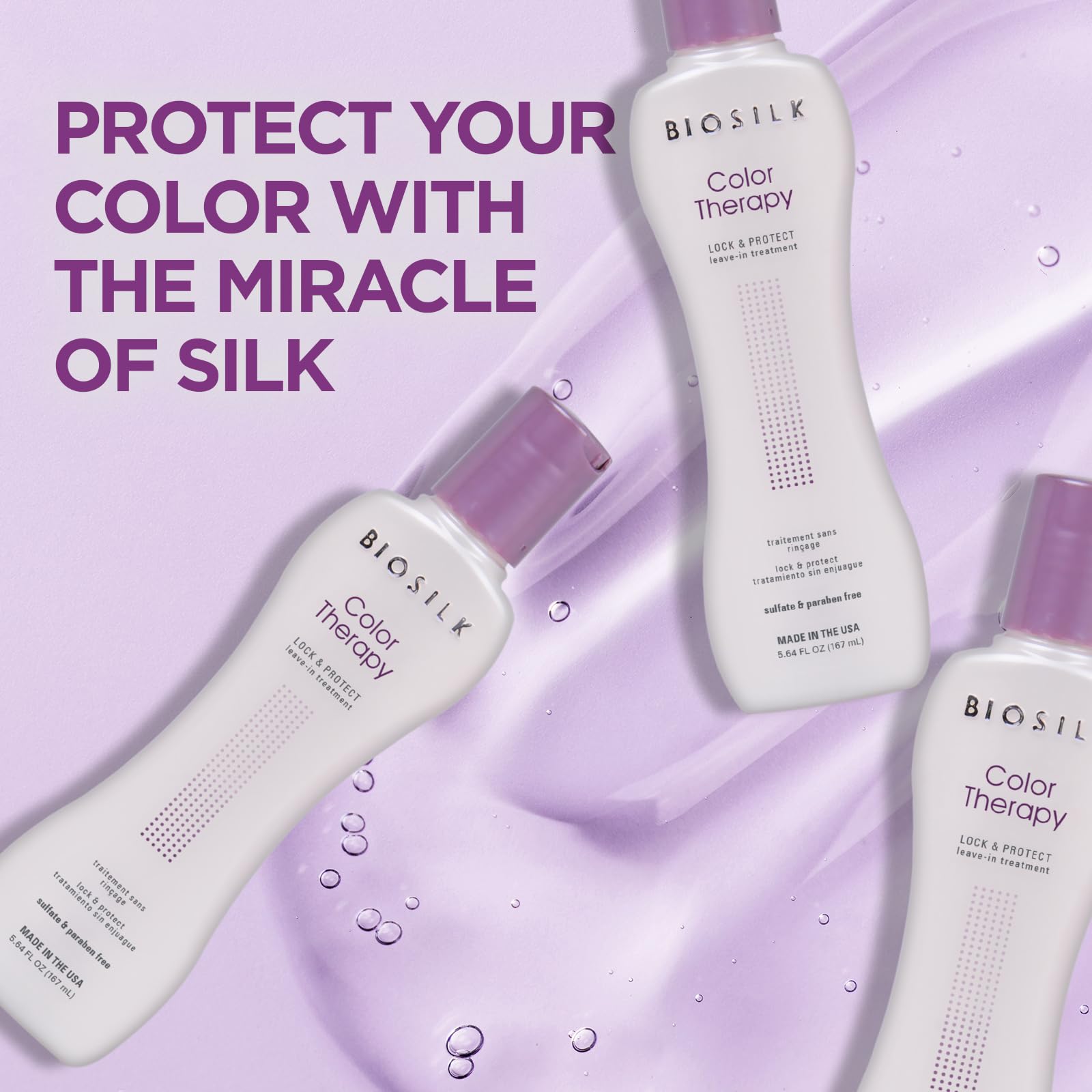 BioSilk Color Therapy Lock & Protect, Prevents Color Loss & Strengthens Hair, Keeps Color Vibrant & Rich, Sulfate, Paraben & Cruelty-Free, 5.64 Oz