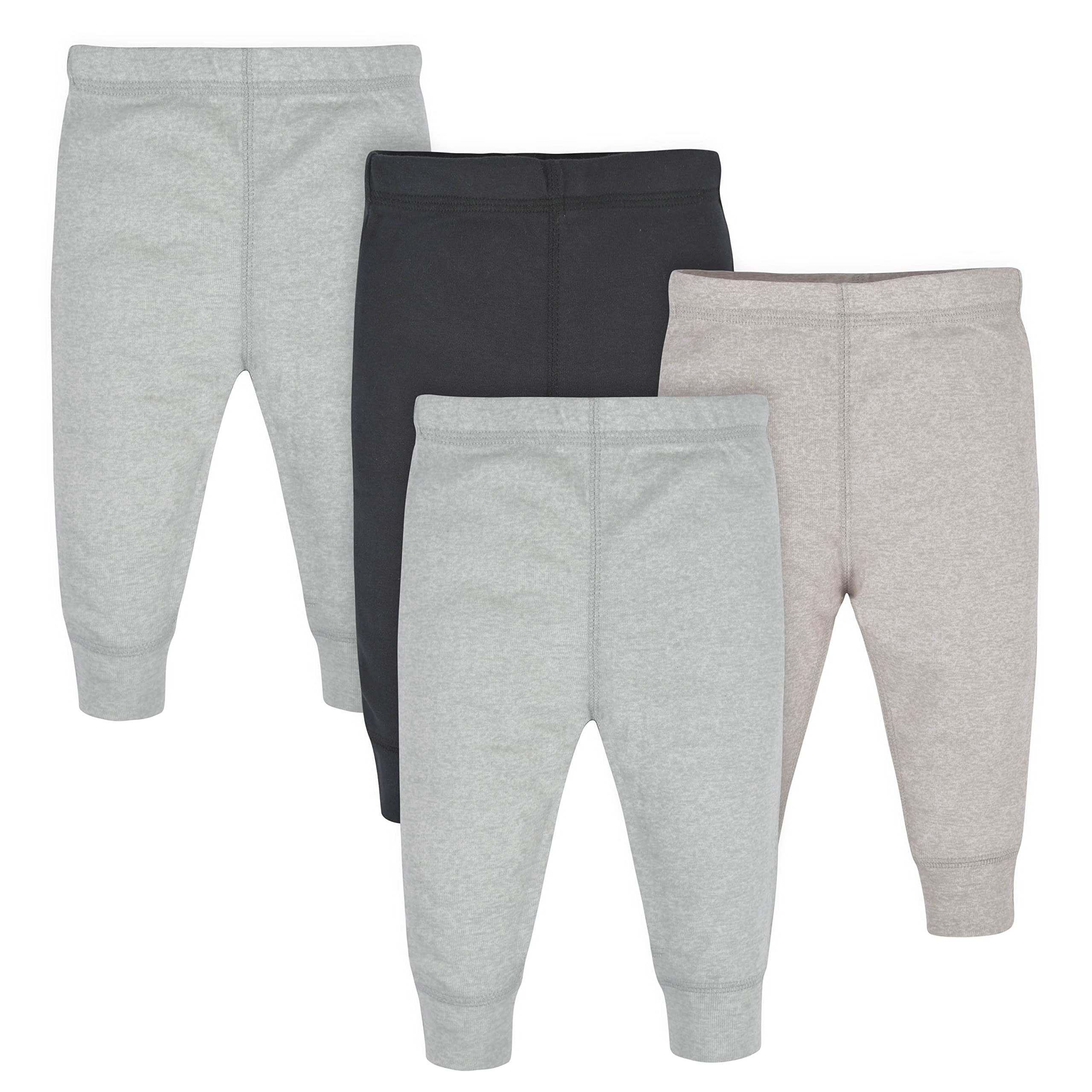 Gerber Baby Boys' Multi-Pack Pants, Gray Heather/Black, 0-3 Months