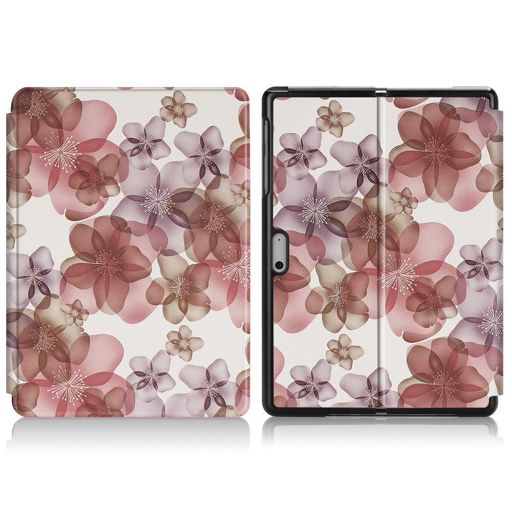 Gylint Case for Surface Go 4 2023 /Go 3 2021 /Go 2 2020 /Surface Go 2018, Slim Fit Leather Smart Case Cover with Pencel Holder for Microsoft Surface Go Flower