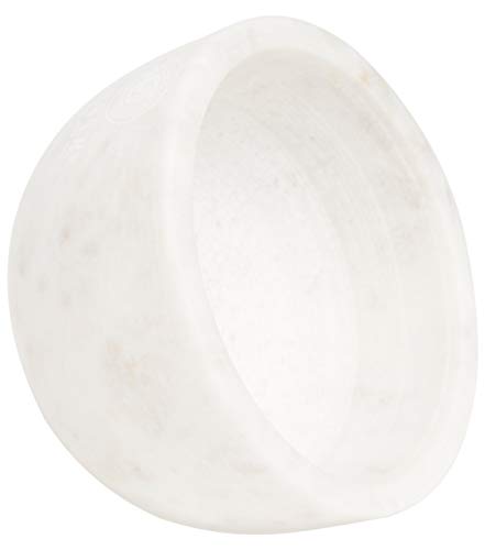 SHASH Marble Shaving Bowl, White - Lather Mug with Interior Grooves Builds a Rich, Foamy Froth - Retains Heat for a Close, Comfortable Shave - Compact, Sophisticated Design (White)