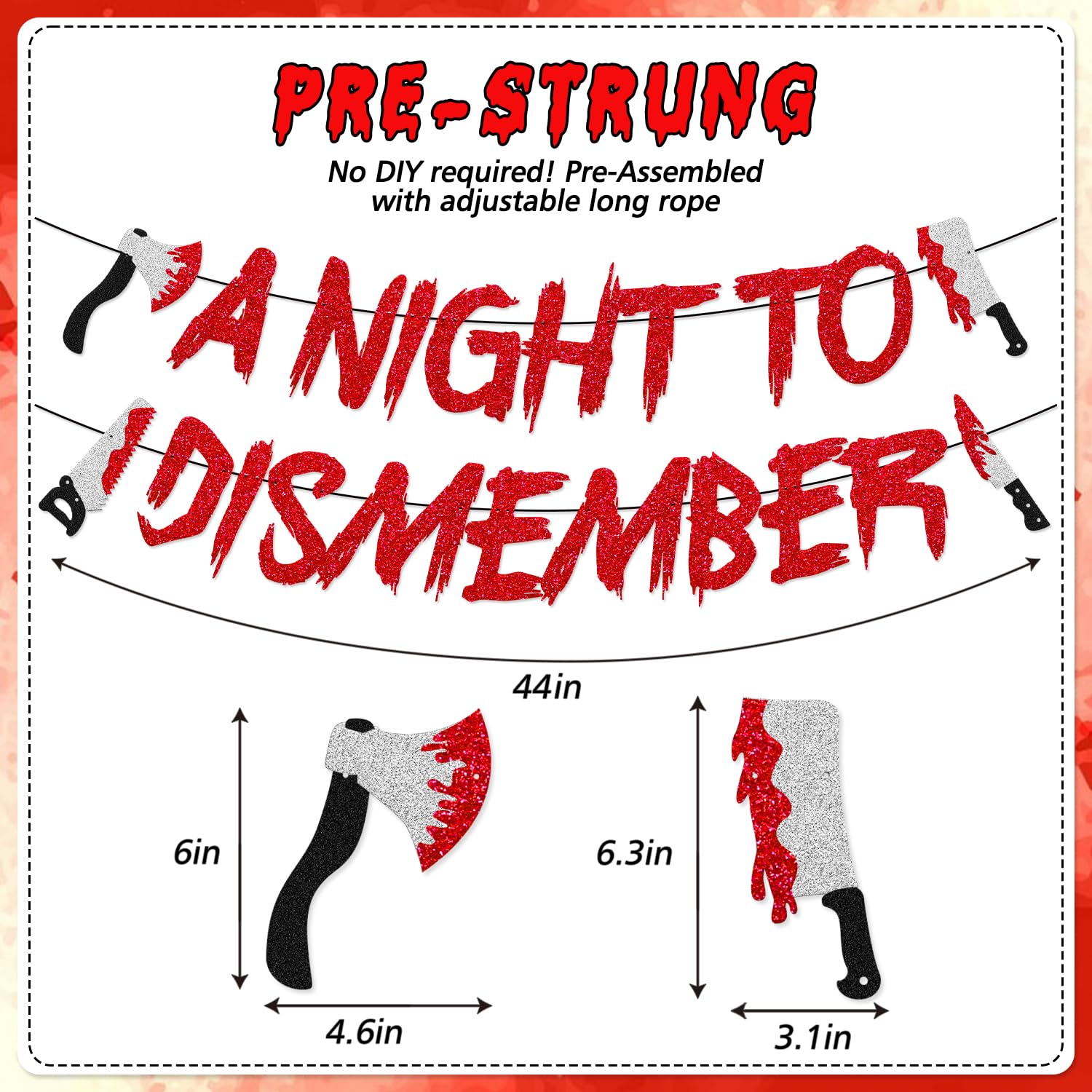A Night To Dismember Banner Halloween Party Decorations for Haunted House Horror Scary Theme Halloween Have A Killer Party Supplies
