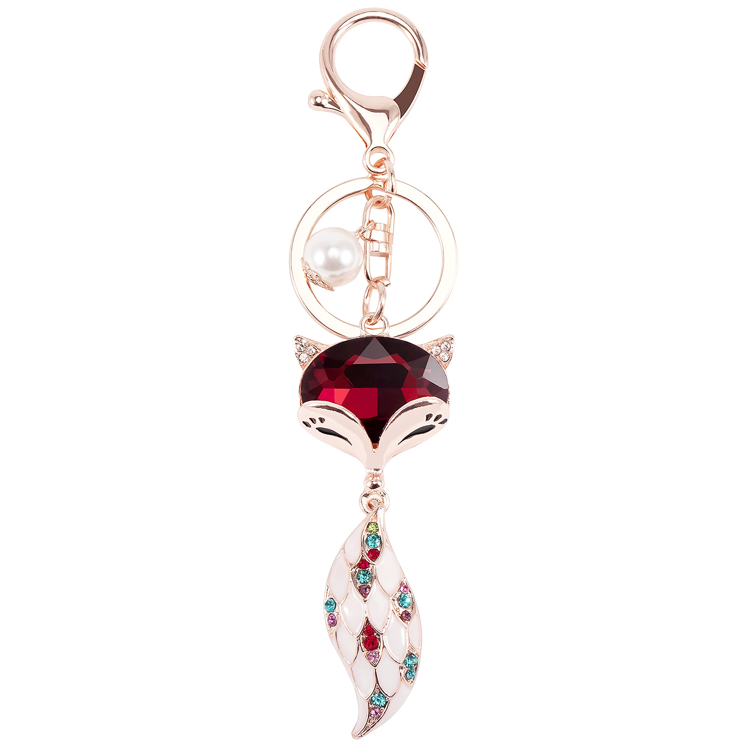 BeShiny Fox Keychains for Women Creative Animal Key Chains Handbags Key Ring Bag Charms Purse Pendant Gifts for Women (Red)