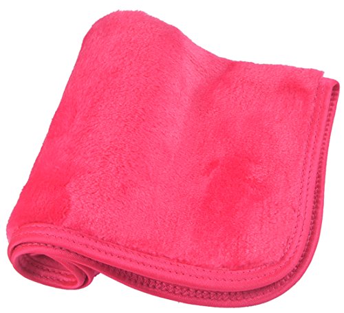 Sinland Microfiber Makeup Remover Cloth Reusable and Washable Makeup Remover Towels Face Cloths Facial Cleaning Towels Fast Drying Washcloth 9.8Inchx9.8Inch 4 Pack Dark Pink