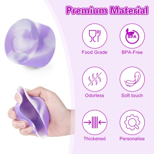 Atersala 2Pcs Silicone Cup Boot For Stanley Adventure Quencher Iceflow 20/30/40oz Tumbler With Handle,BPA-Free Protective Cover For Bottom Diameter 7.5cm/2.95in Travel Mug Bottle-Purple&White