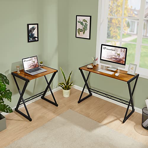 GreenForest L Shaped Desk 58β Reversible Corner Computer Desk with Movable Shelf and CPU Stand, Gaming Desk with Sturdy X Leg Space Saving Home Office Workstation Table, Walnut