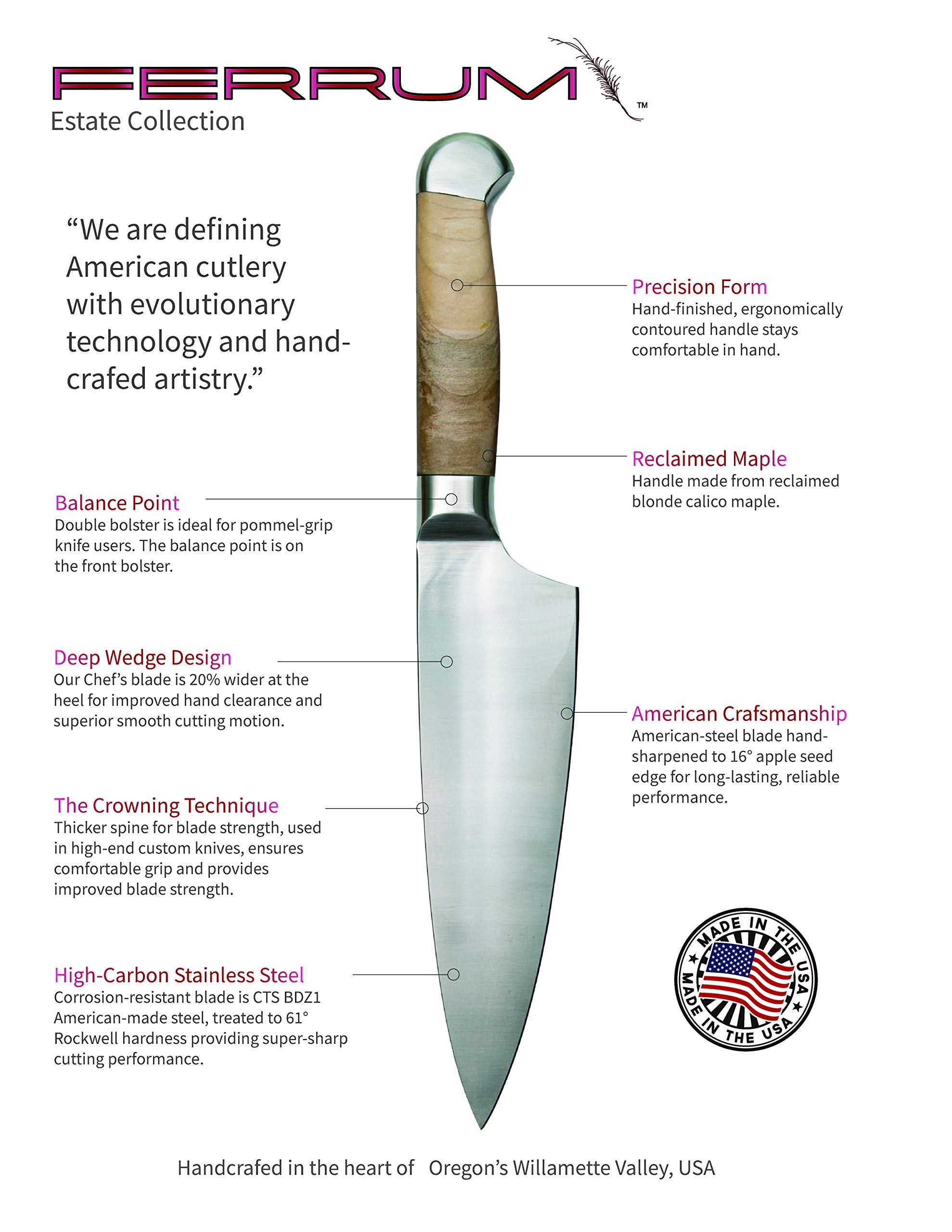 Ferrum Estate Double Bolster Boning & Filet Knife, 5-Inch, Maple