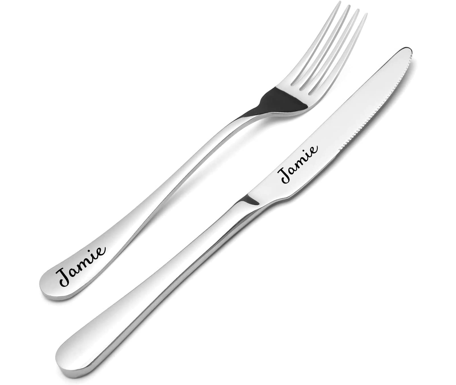 AIPNIS Custom Flatware Set,Personalized Engraving Name Dinner Forks/Knives/Spoons Stainless Steel Flatware,Customized Birthday Christmas Gift